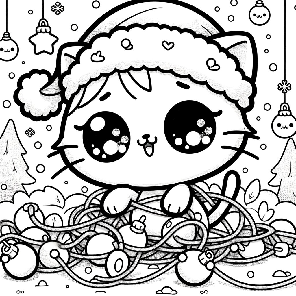 Kawaii Christmas Coloring Pages Adults and Children | Cute Kawaii ...