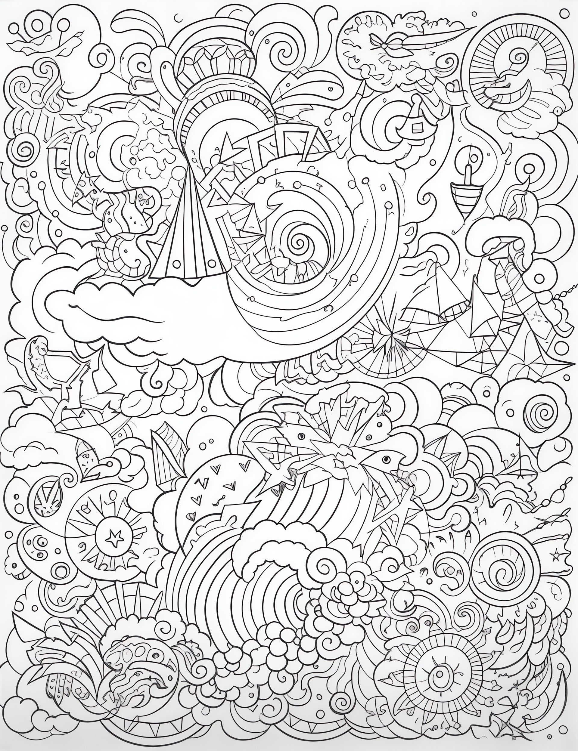Doodle Art Coloring Pages Bundle, 120 Instant Download Pdfs, Relaxing ...