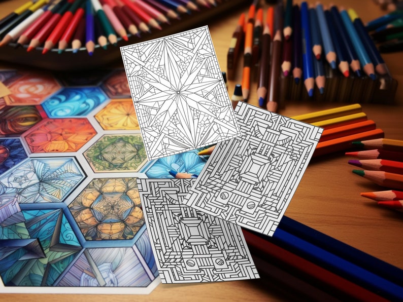 Geometric Pattern Intricate Coloring Book Fun for Kids and - Etsy