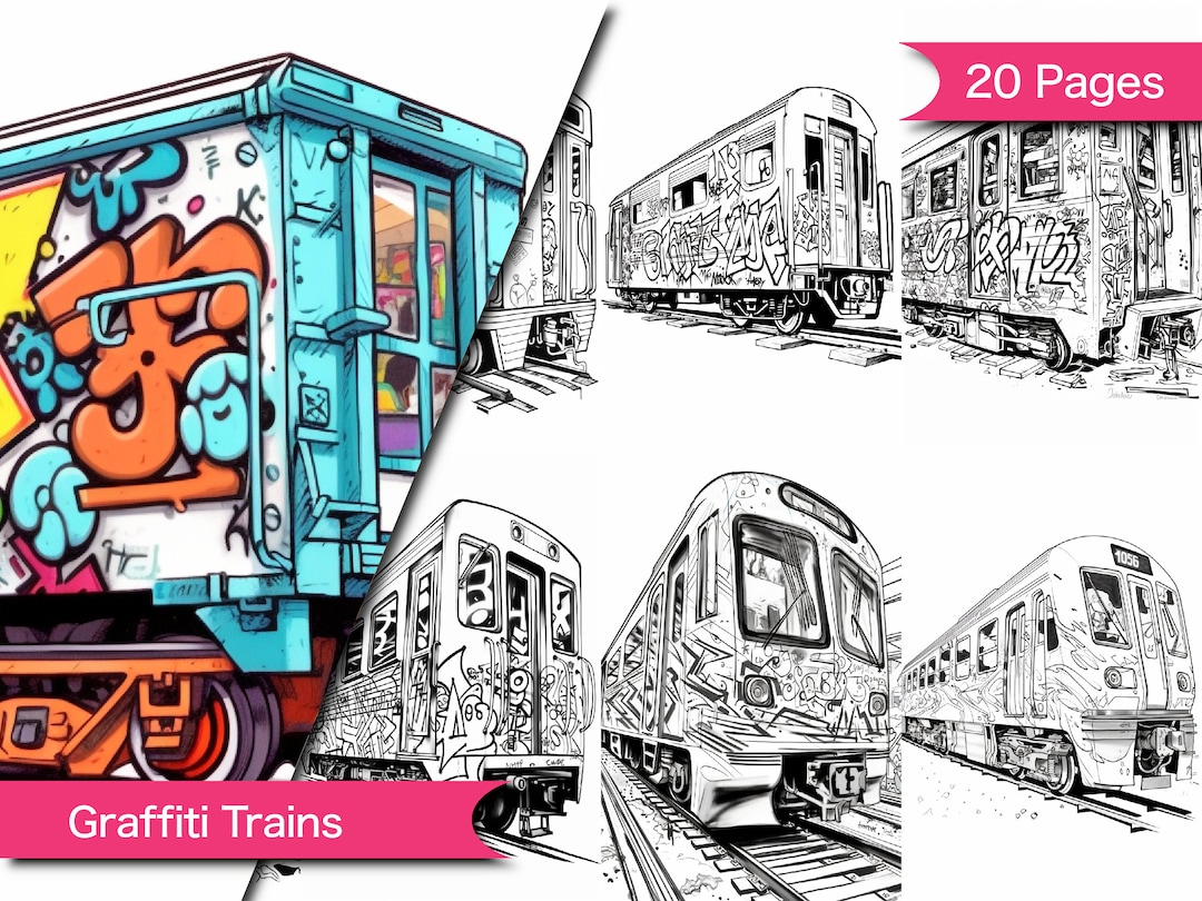 Graffiti Train Coloring Book Instant Download Unique Designs for All ...