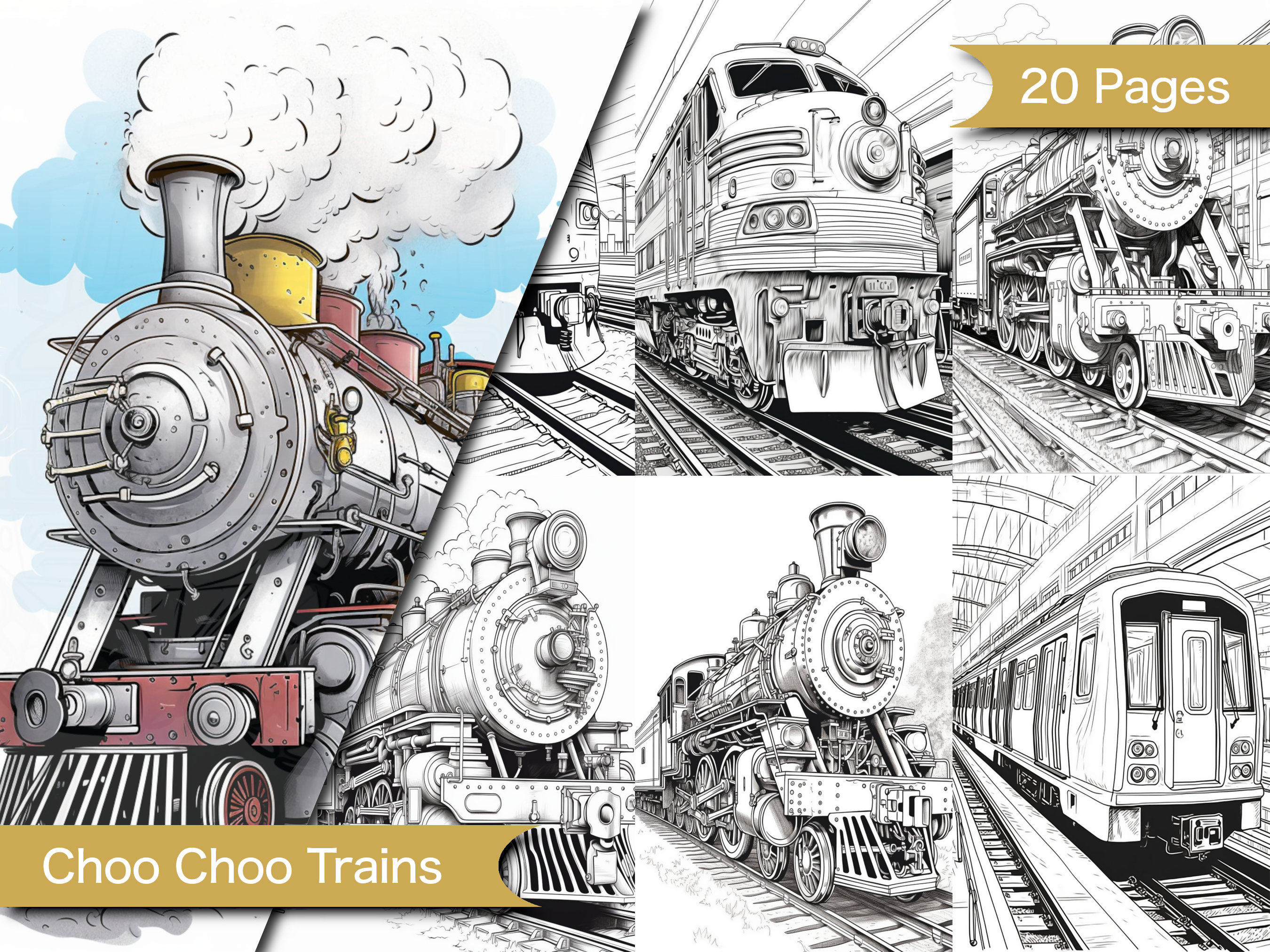 Train Coloring Pages Choo Choo Train Train Printable Train Digital ...