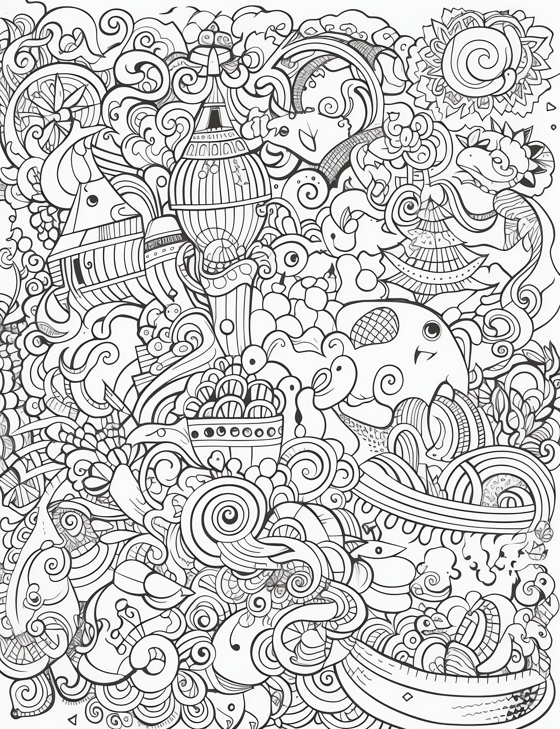 Doodle Art Coloring Pages Bundle, 120 Instant Download Pdfs, Relaxing ...