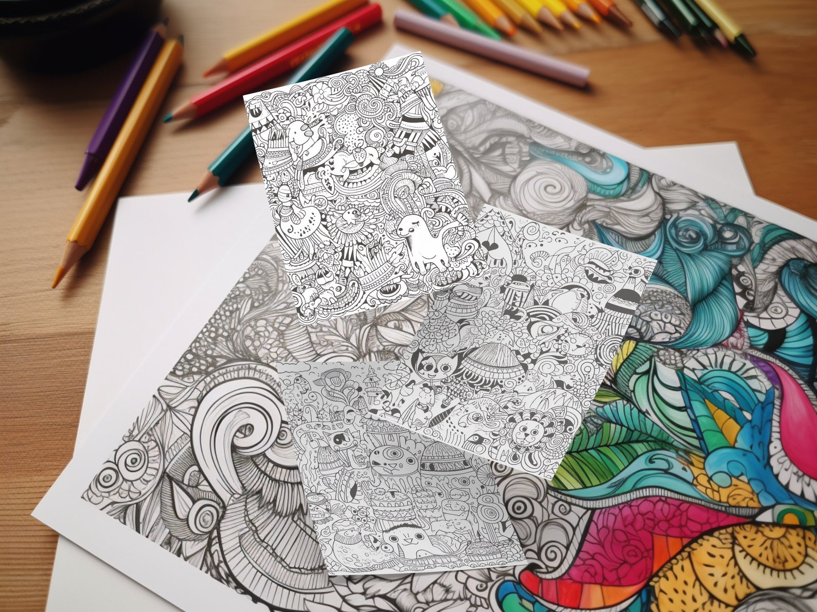 Doodle Art Coloring Pages for All Ages Relaxing Pattern Coloring Sheets ...