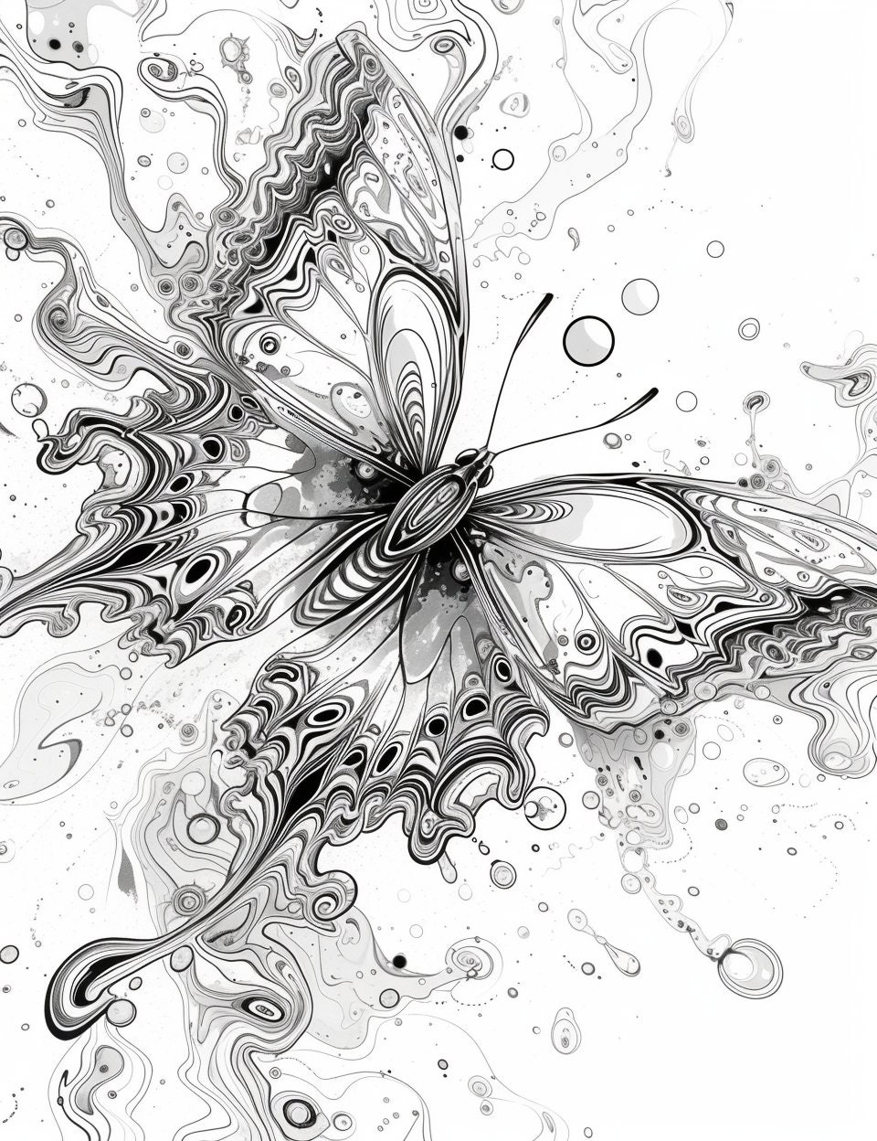 Intricate Butterfly Coloring Page for Adults & Kids, Printable Relaxing ...