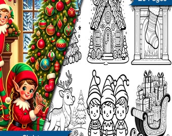 100 Kids Christmas Coloring Pages (santa, Snowman, Reindeer, Elves, and ...