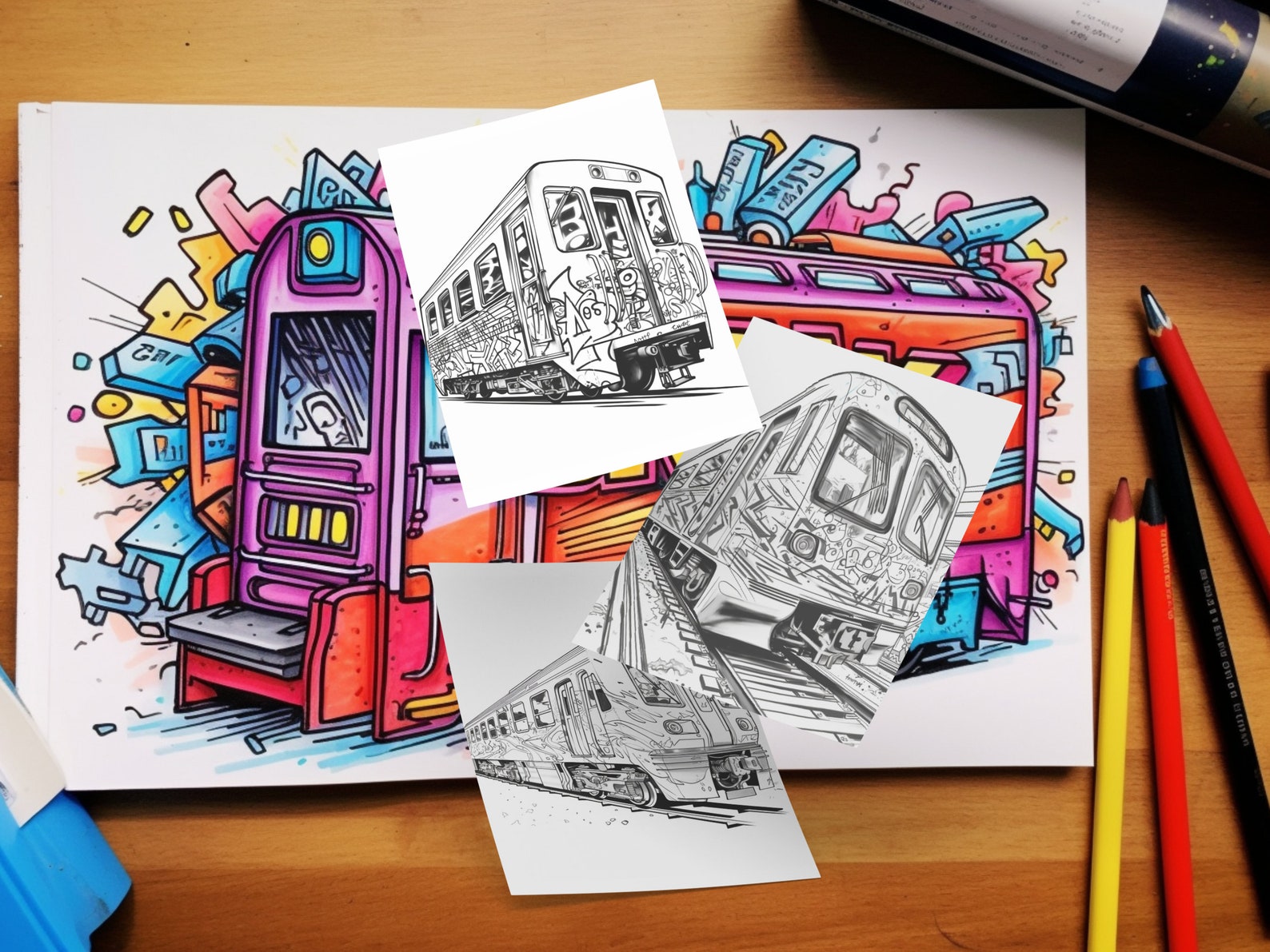 Graffiti Train Coloring Book Instant Download Unique Designs for All ...