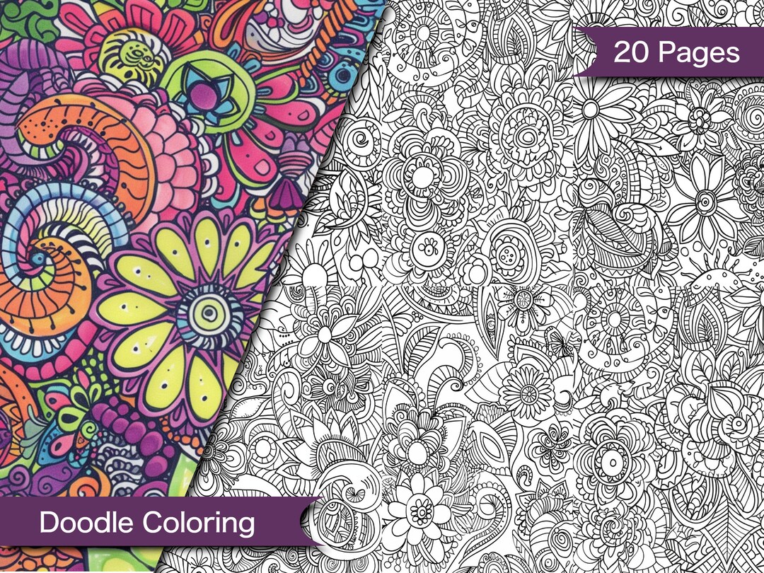 Intricate Doodle Coloring Book for Adults and Kids - 50 Detailed ...