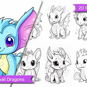 Kawaii Dragon Coloring Book Kawaii Dragon Coloring Page Dragon Coloring ...