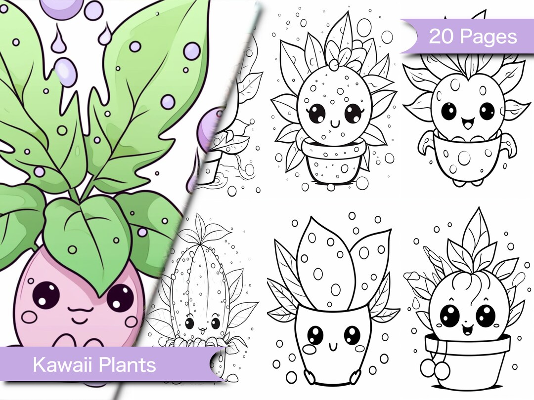 Cute Kawaii Plant Coloring Pages