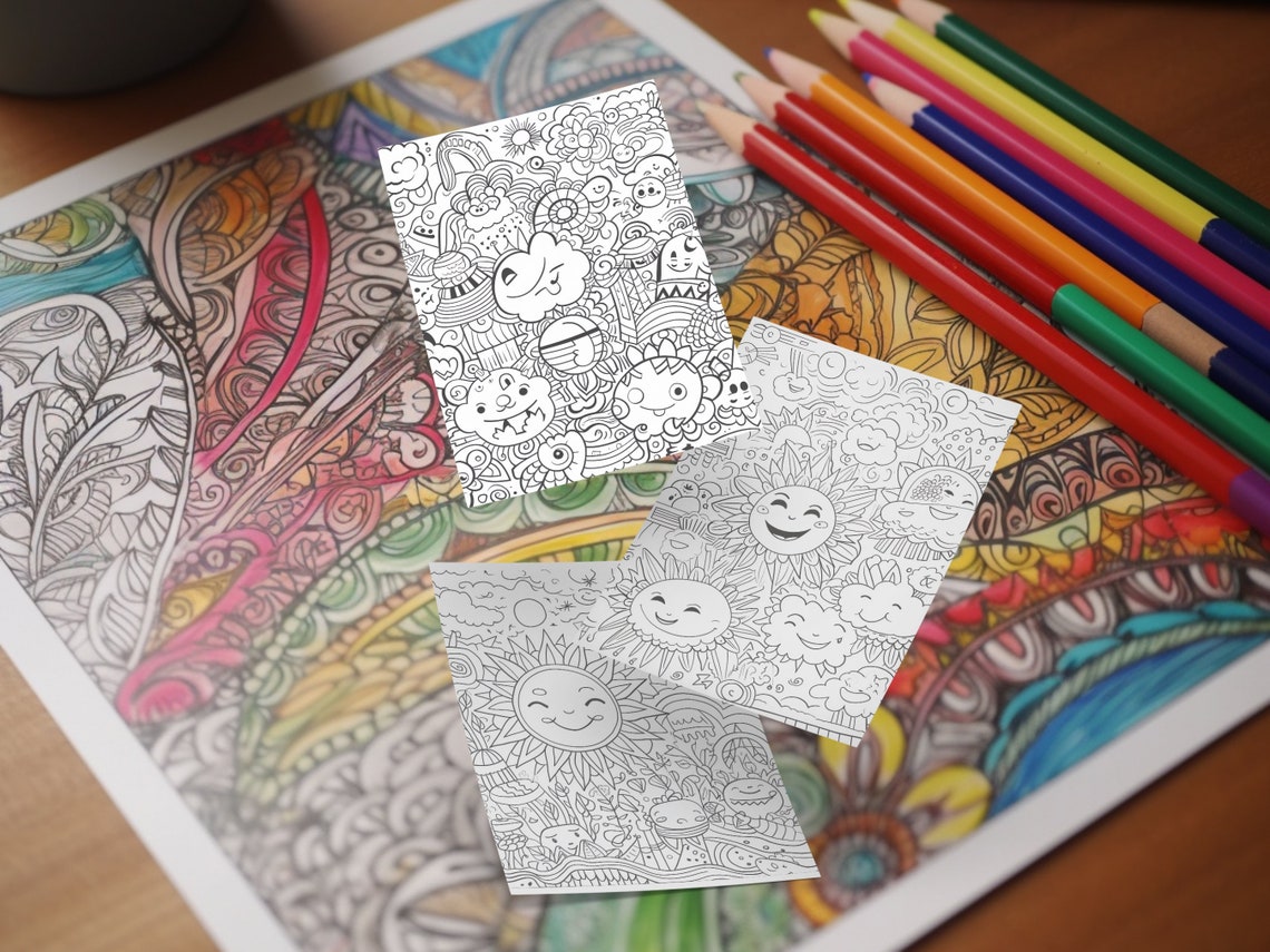 Doodle Art Coloring Pages for All Ages Relaxing Pattern Coloring Sheets ...