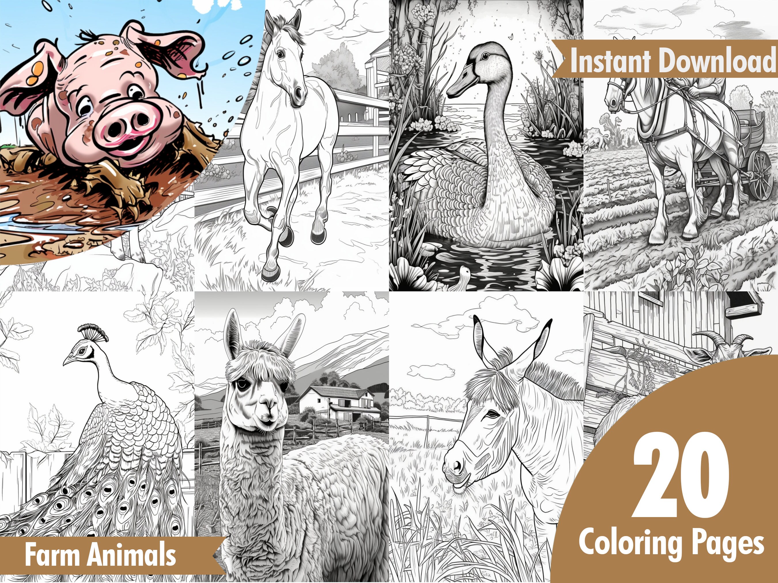 Farm Animal Coloring Farm Animals Cute Animal Coloring Cow Coloring ...