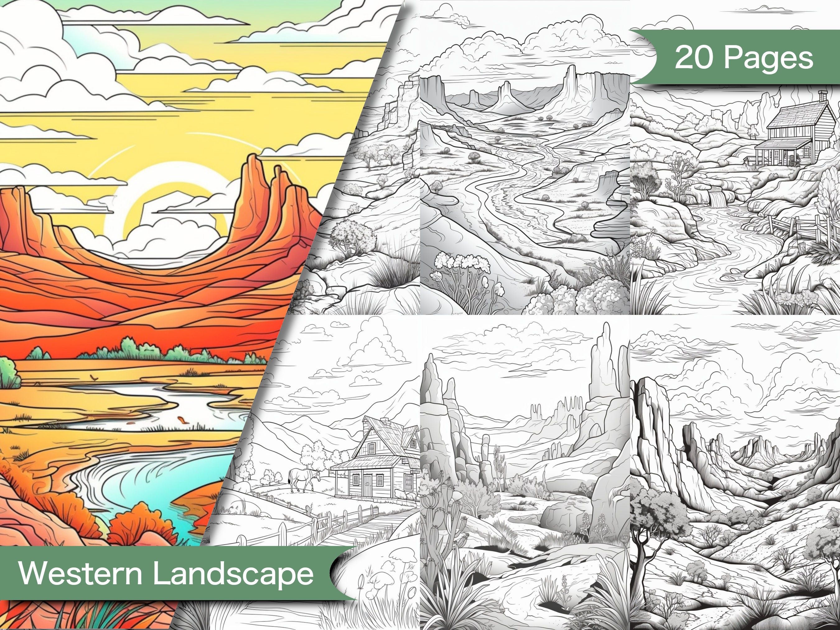 Western Landscape Coloring Pages