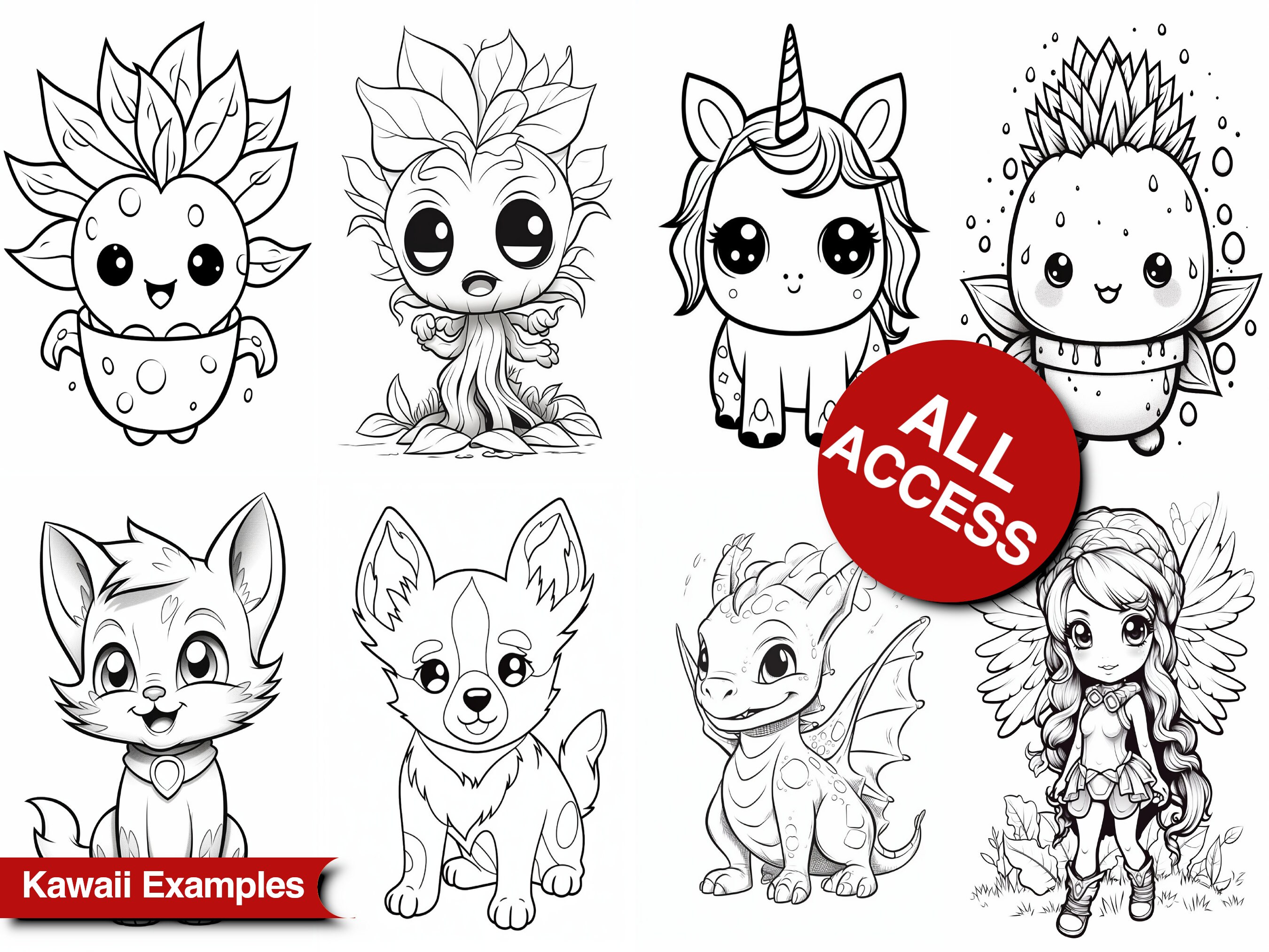 Kawaii Coloring Books for Kids and Adults Cute and Whimsical Designs ...