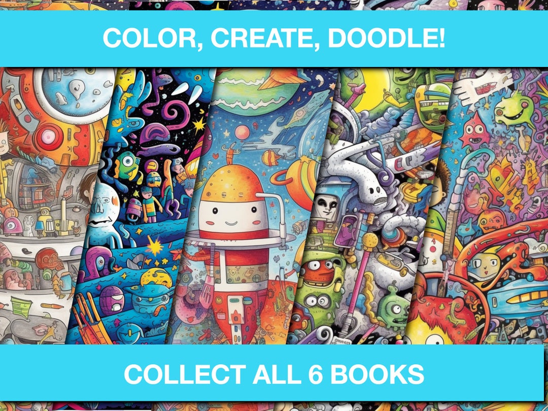 Doodle Art Coloring Pages Bundle, 120+ Instant Download Pdfs, Relaxing ...