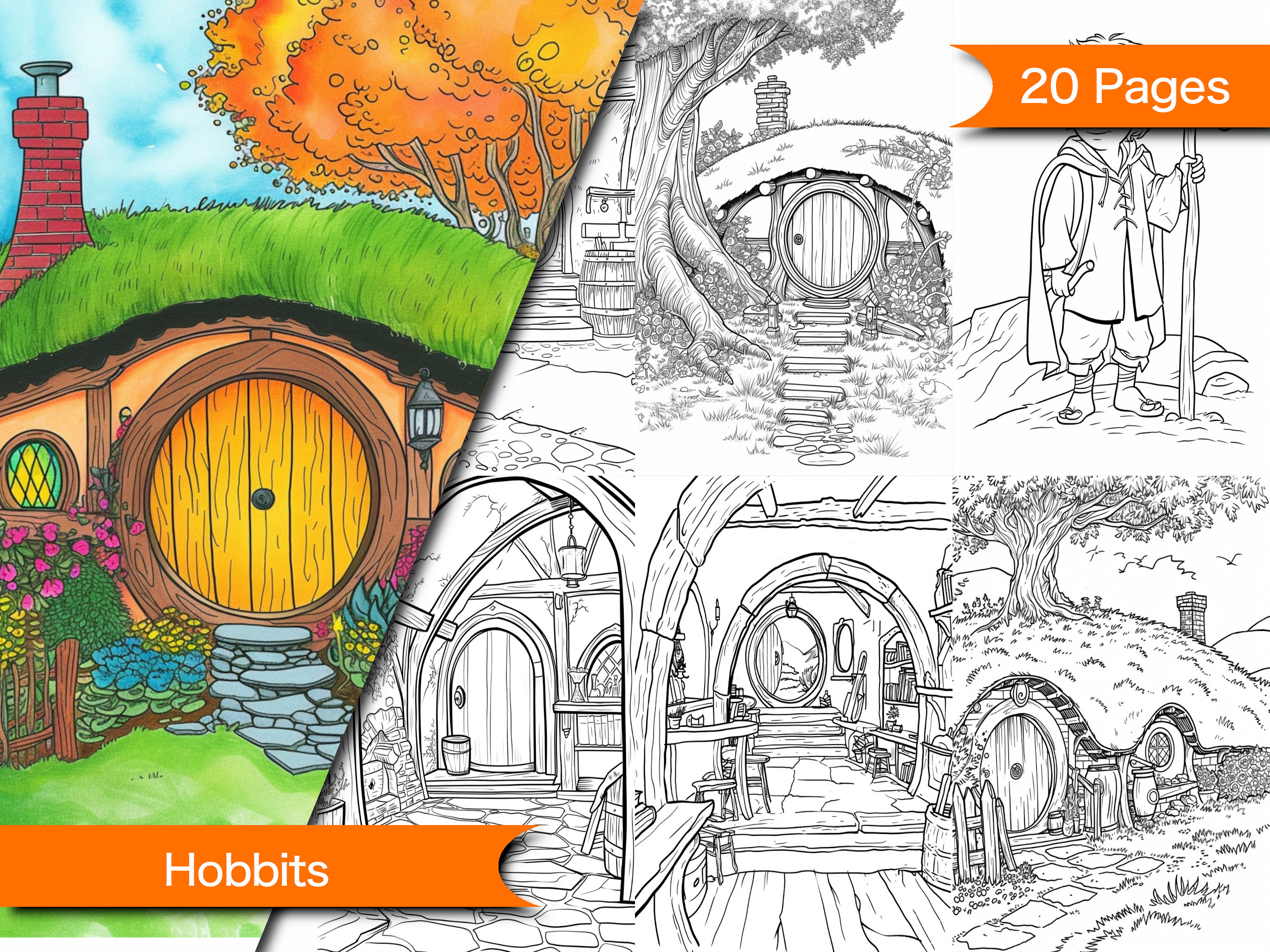 Printable Hobbit-themed Coloring Pages, Instant Download, Fantasy Art ...