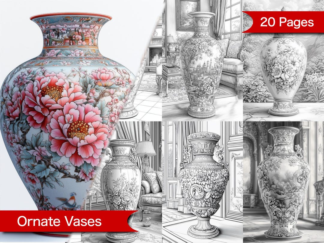Ornate Vase Coloring Book: Detailed Designs, Relaxing Art (PDF Pattern ...