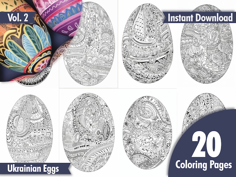 Ukrainian Easter Egg Coloring Book – Pysanky Designs (digital Download ...