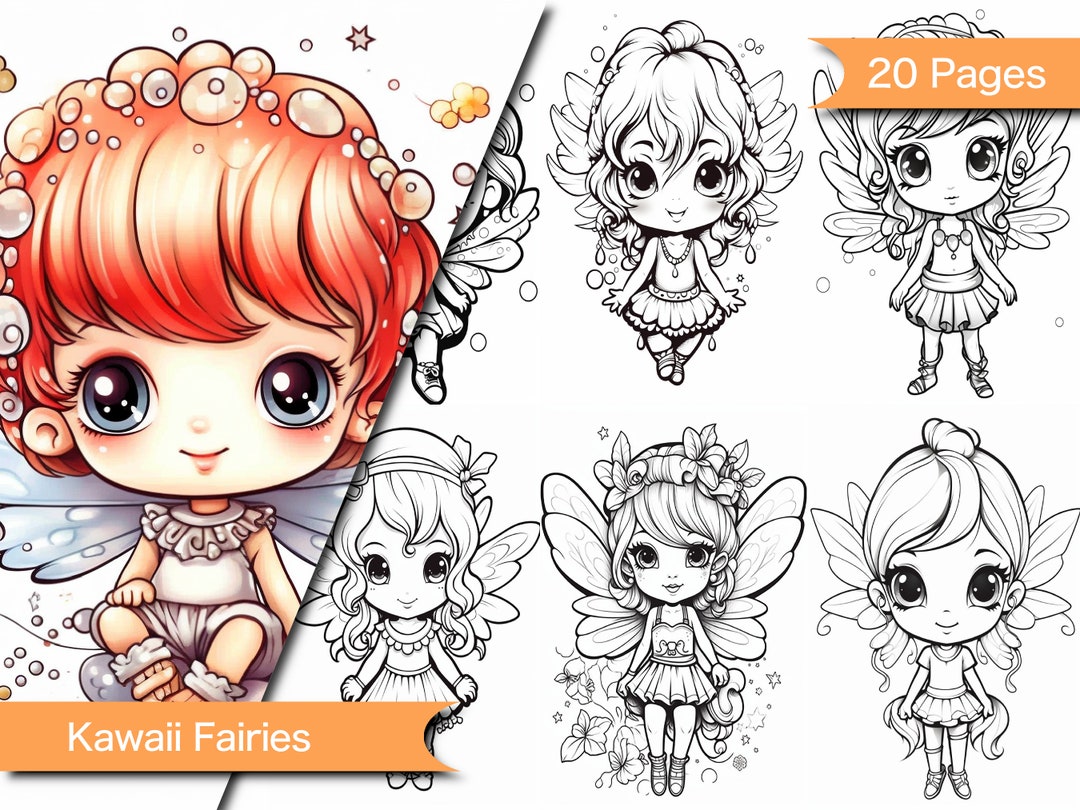 Kawaii Fairy Coloring Book for Kids and Adults - Whimsical Fairy ...