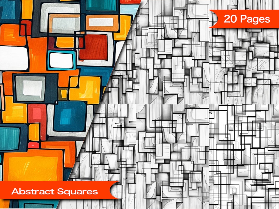 Abstract Square Coloring Book: Stress Relief Art Therapy (PDF Pattern ...