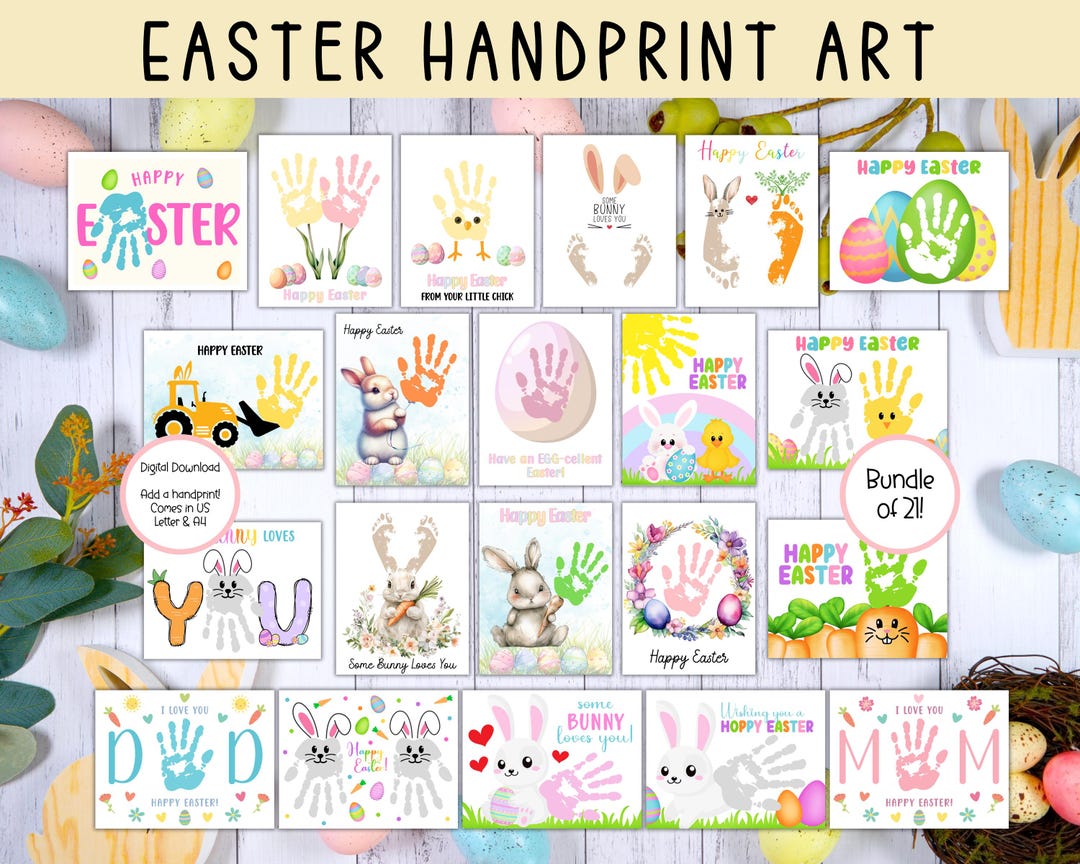 Easter Handprint Art Bundle, Easter Footprint Craft, Handprint Art, DIY ...
