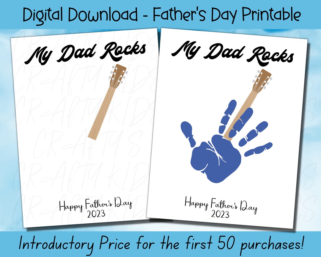 Father's Day Printable My Dad Rocks Handprint Art - Etsy