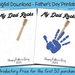 Father's Day Printable My Dad Rocks Handprint Art - Etsy
