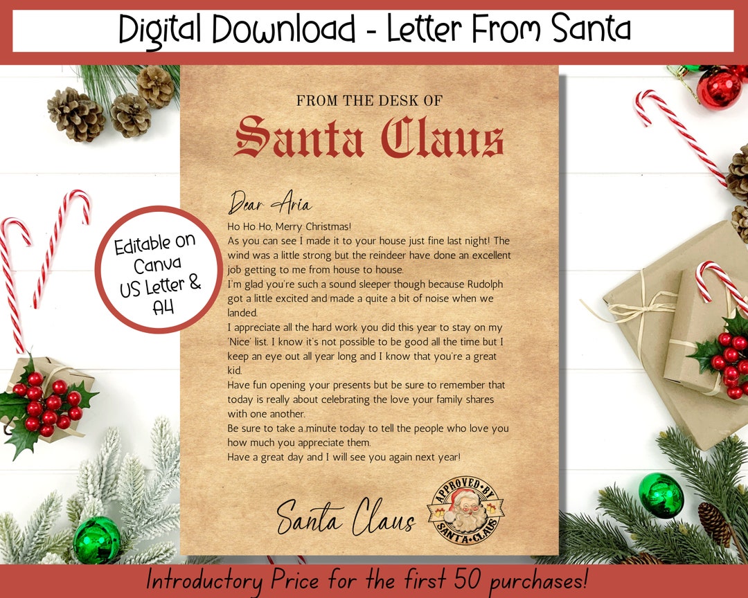 EDITABLE Letter From Santa, Printable Santa Stationary, Official Santa ...