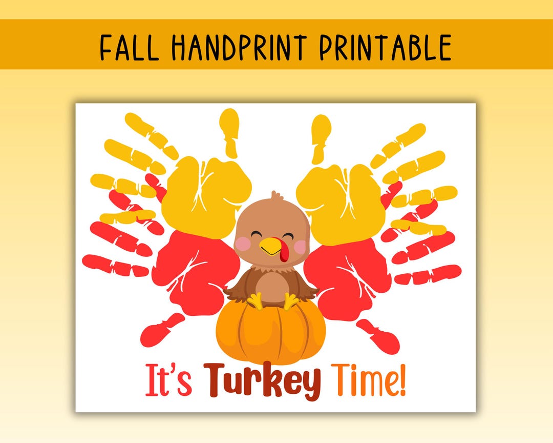 Turkey Fall Handprint, Printable Fall Handprint Craft for Kids, Fall ...