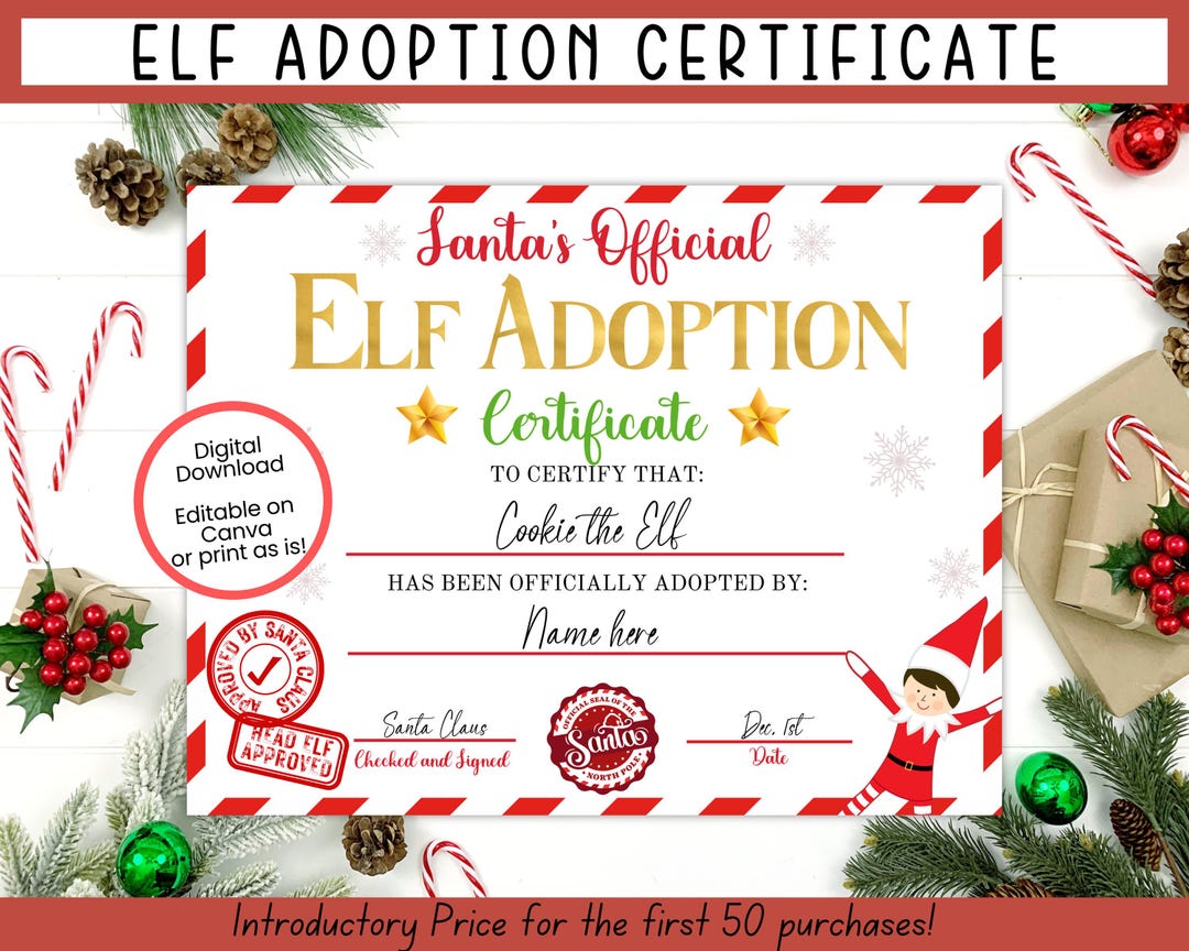 EDITABLE Elf Adoption Certificate, Letter From Your Elf, Elf Arrival ...