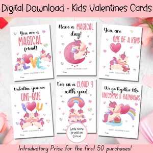 EDITABLE Unicorn Valentine Cards, Classroom Valentines Day Cards, Kids ...
