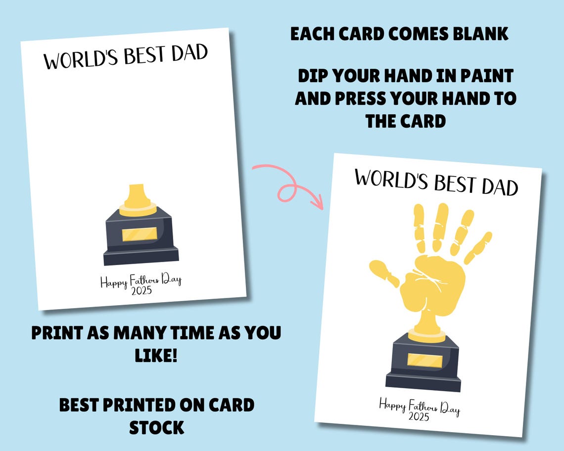 Father's Day Printable, World's Best Dad Handprint Art, Fathers Day ...