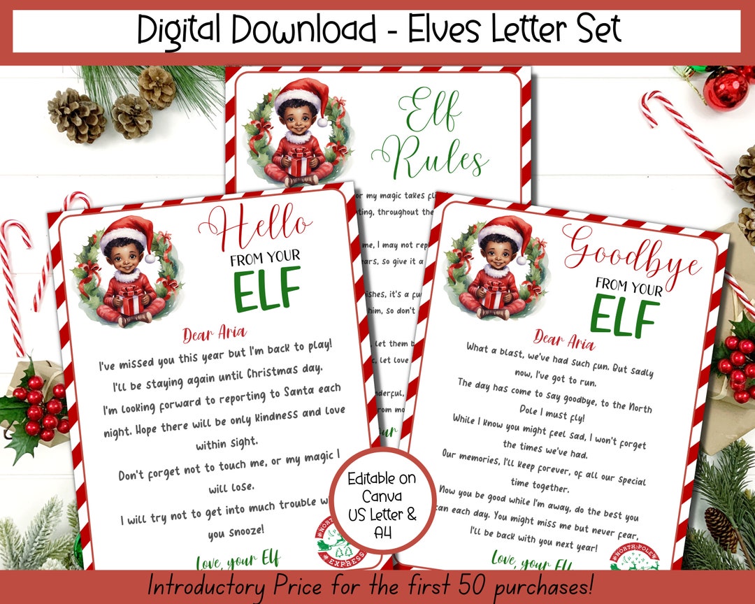 EDITABLE Black Elf Letter, Elf Welcome Letter, Elf Arrival Letter, Elf ...