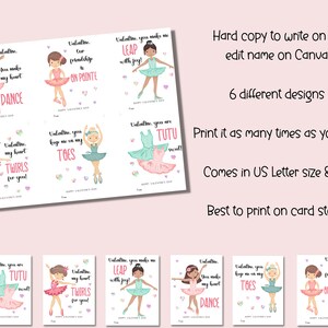EDITABLE Printable Ballet Valentine Cards, Classroom Valentines Day ...