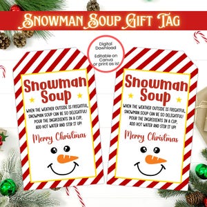 EDITABLE Snowman Soup Tag, Snowman Soup Printable, Hot Chocolate Gift ...
