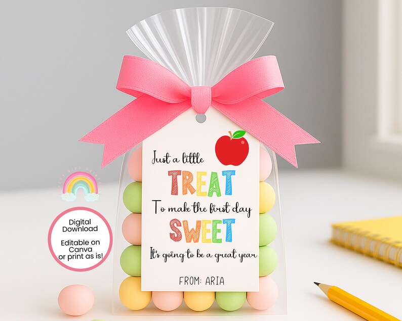 EDITABLE First Day of School Gift Tag, Back to School Gift Tag, Teacher ...