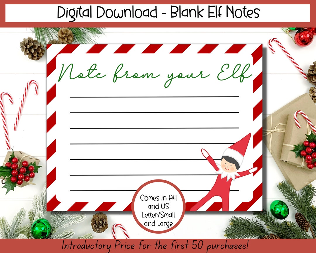 Blank Elf Notes Note From Your Elf Elf Arrival Elf Props - Etsy