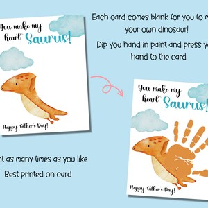 Father's Day Printable, Dinosaur Handprint Art Bundle, Fathers Day Gift ...