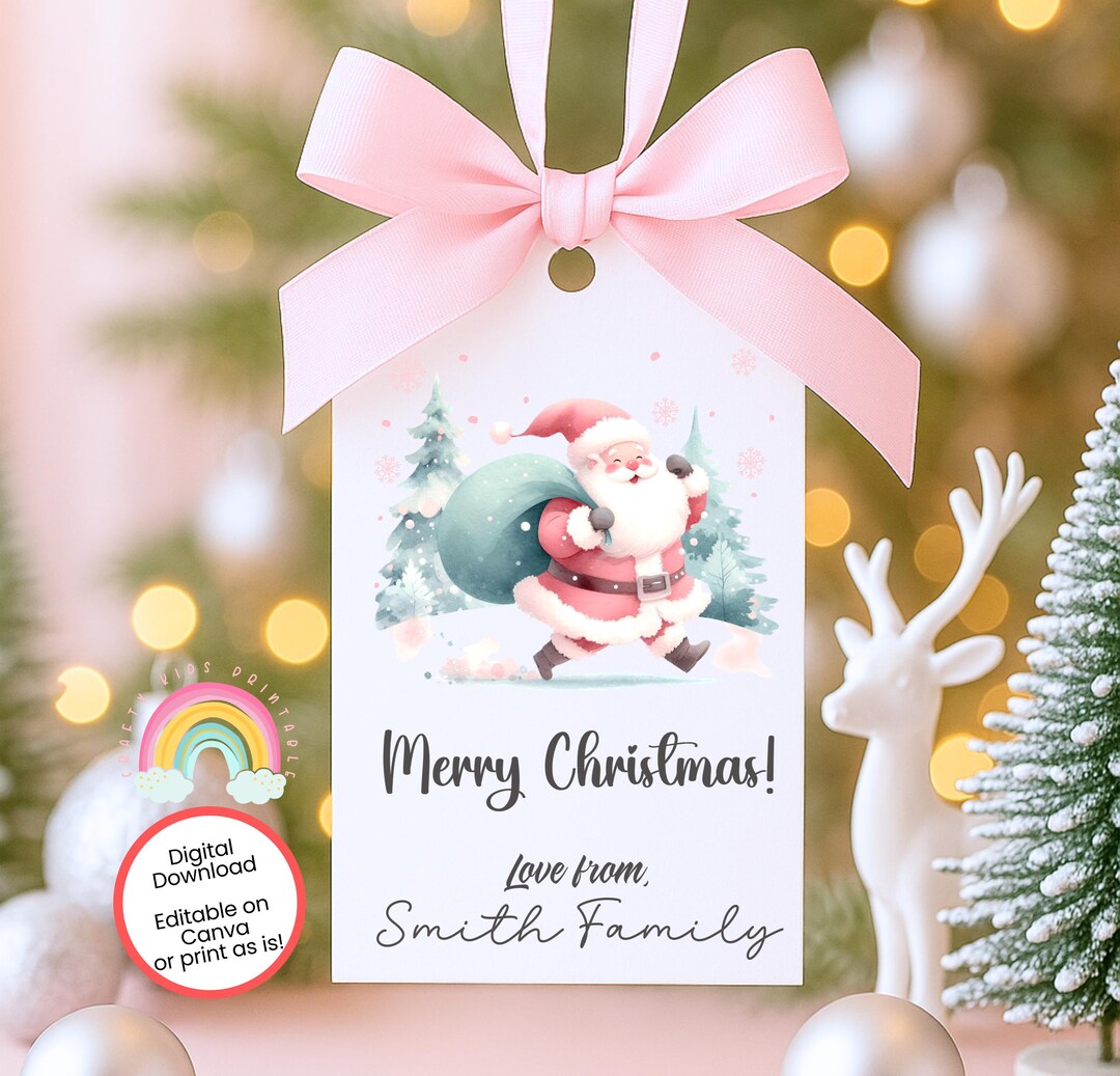 EDITABLE Christmas Gift Tag, Santa Gift Tags, Christmas Teacher ...