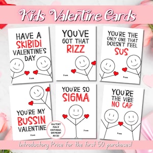 EDITABLE Slang Kids Valentine's Day Cards, Funny Classroom Valentine ...
