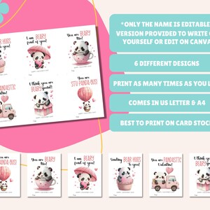EDITABLE Panda Valentine Cards, Classroom Valentines Day Cards, Kids ...