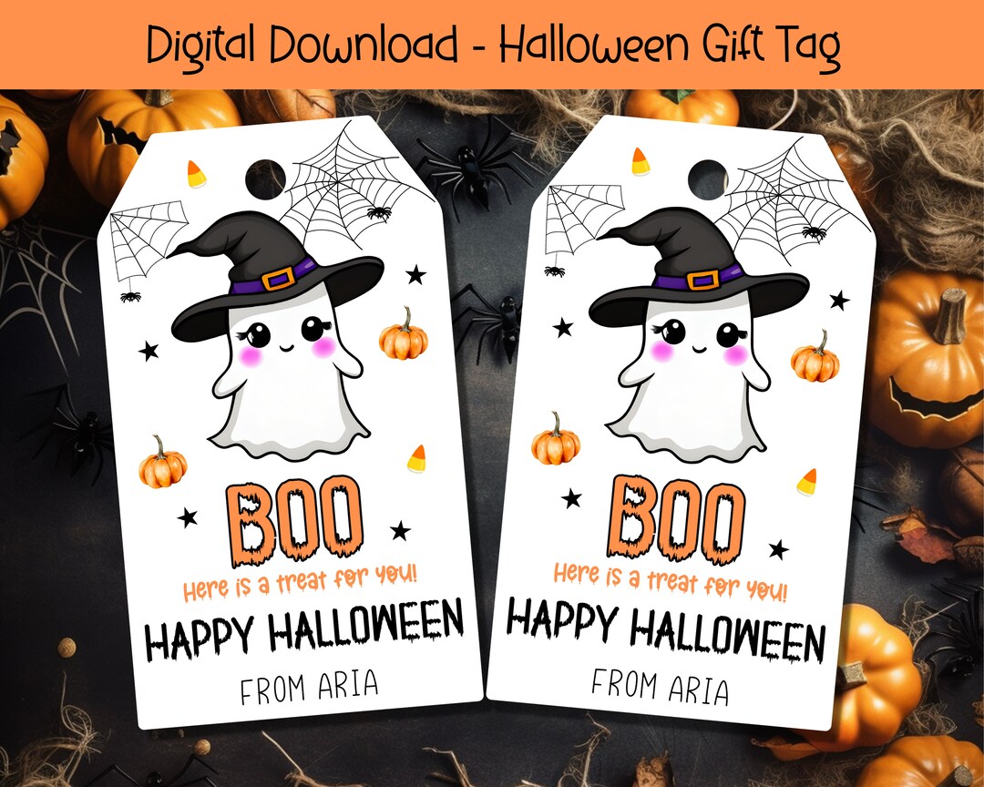 EDITABLE Halloween Gift Tag, Halloween Favor Tag, Trick or Treat Favor ...