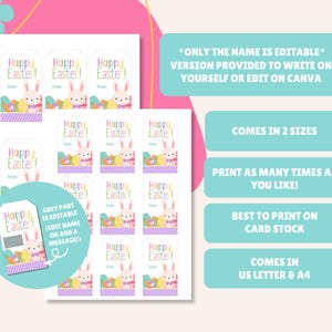 EDITABLE Easter Gift Tags, Easter Printables, Kids Easter Basket ...