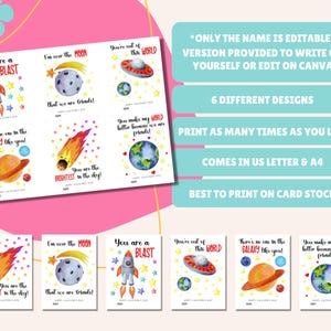 EDITABLE Printable Space Valentine Cards, Classroom Valentines Day ...