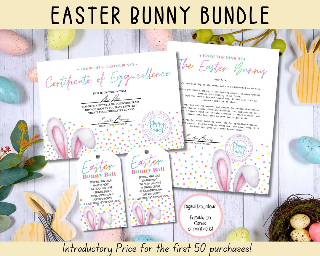 EDITABLE Easter Bunny Bundle, Colorful Easter Bait Tag, Easter Bunny ...