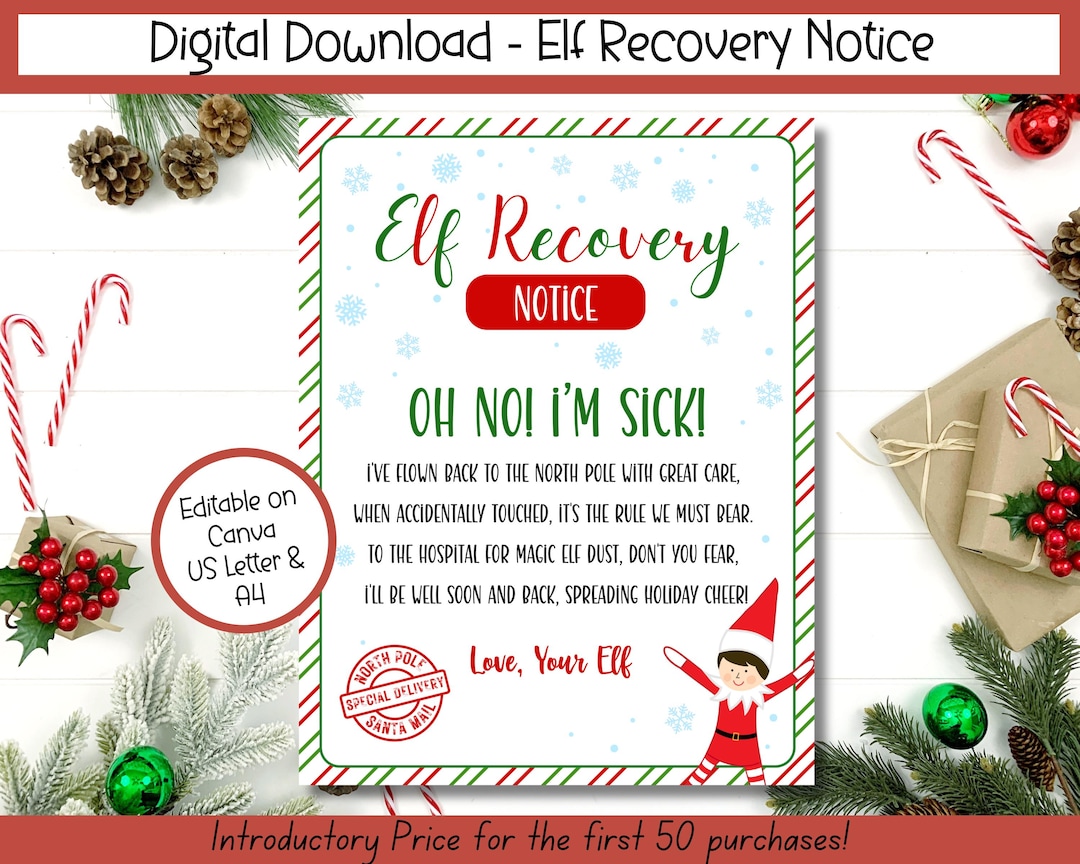 EDITABLE Elf Recovery Notice, Elf Lost Magic, Elf Welcome Letter, Elf ...