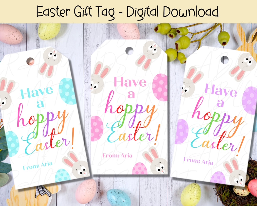 EDITABLE Colourful Easter Bunny Gift Tags, Easter Printables, Kids ...