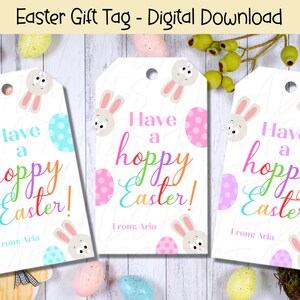 EDITABLE Colourful Easter Bunny Gift Tags, Easter Printables, Kids ...