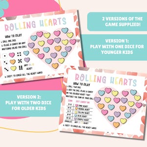 Valentine's Day Candy Game, Printable Rolling Hearts Valentine Games ...