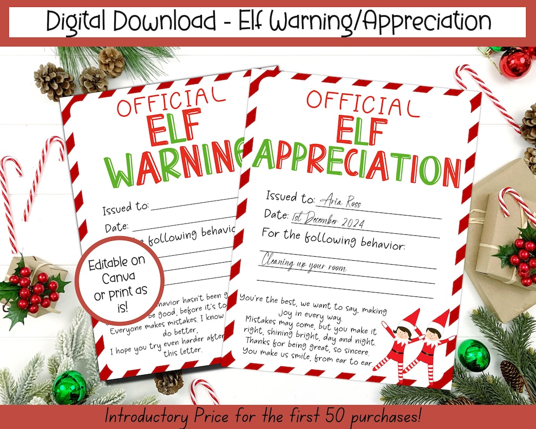 EDITABLE Elf Behaviour Letter, Elf Naughty Letter, Elf Appreciation ...