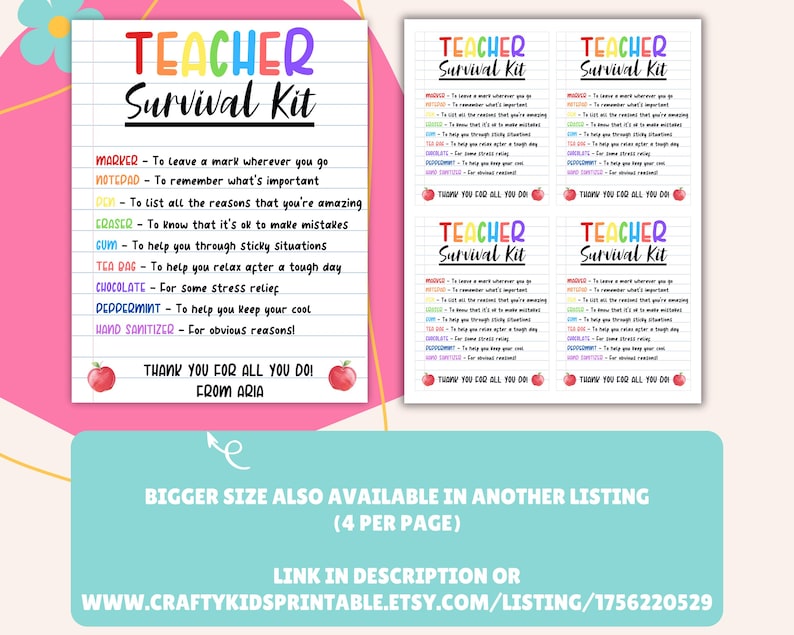 EDITABLE Teacher Survival Kit, First Day of School Gift Tag, Back to ...